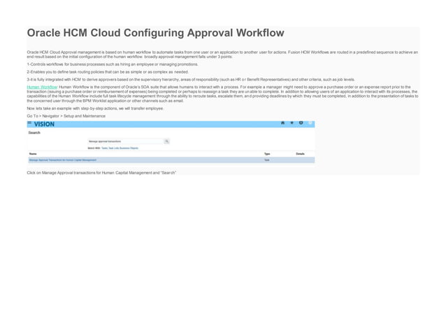 Oracle hcm cloud configuring approval workflow | DOCX | Cloud Computing ...