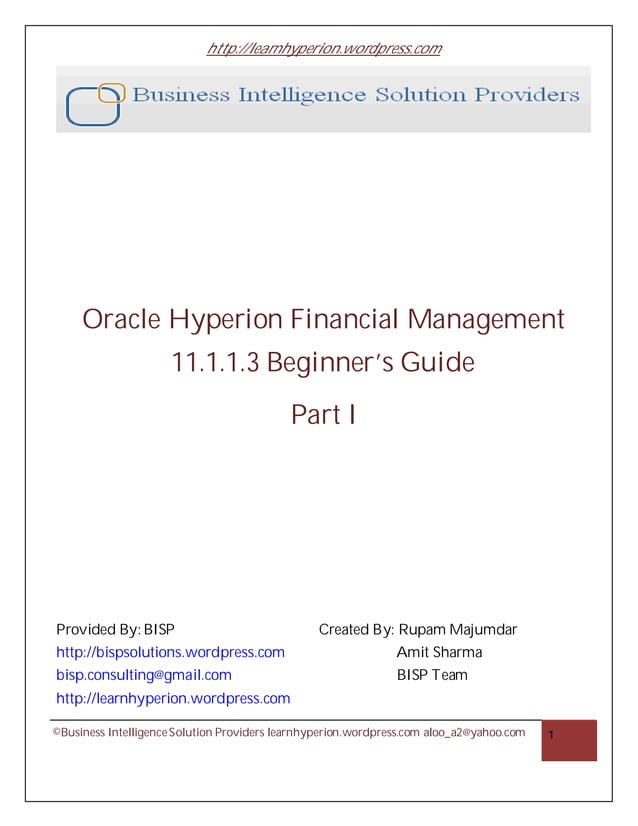 Oracle hfm beginner's guide part i | PDF