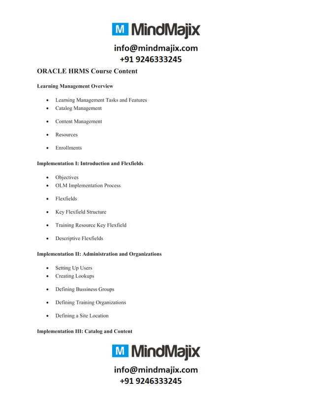 Best Oracle Hrms Online Training Pdf