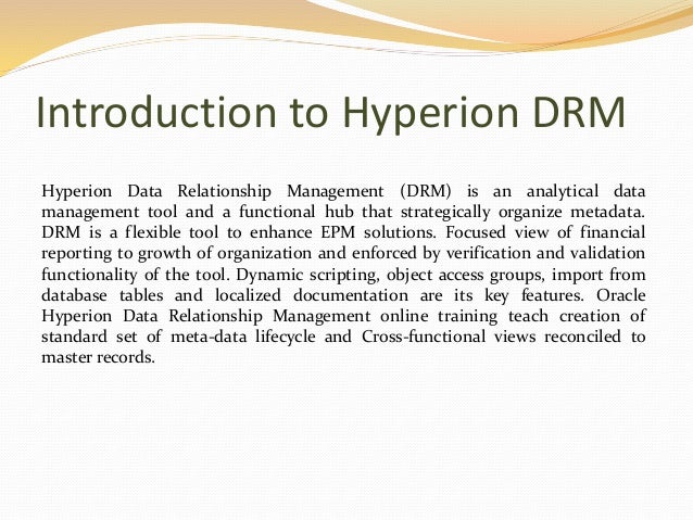 Oracle Hyperion Drm Online Training