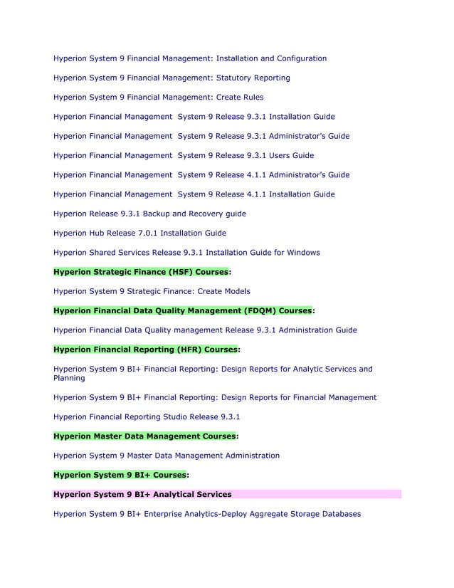 Oracle hyperion study & training home | PDF