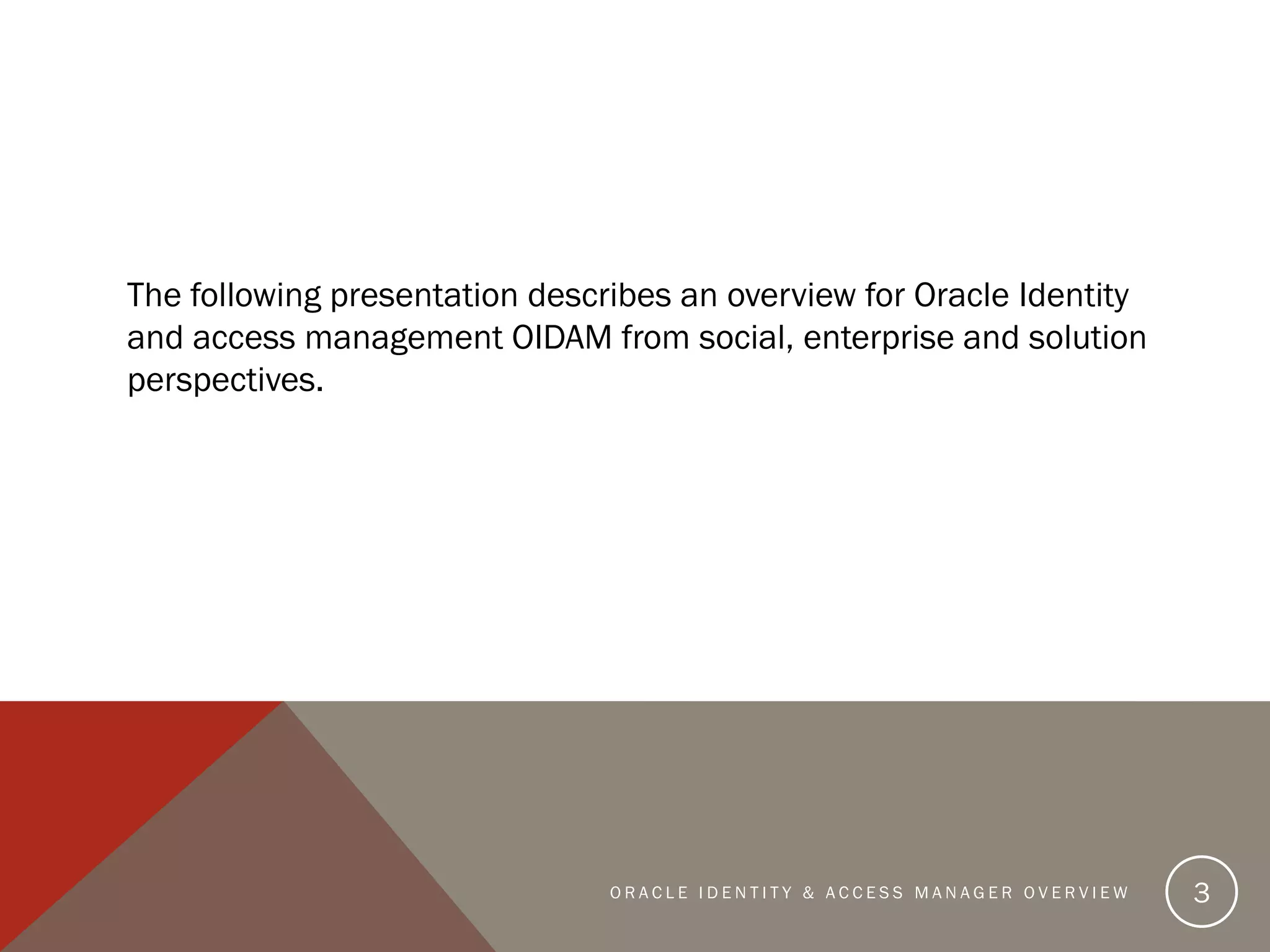 Oracle IDAM overview | PPTX