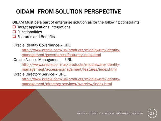 Oracle IDAM overview | PPTX