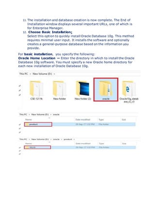 Installing Process Oracle 10g Database Software on Windows 10 | PDF
