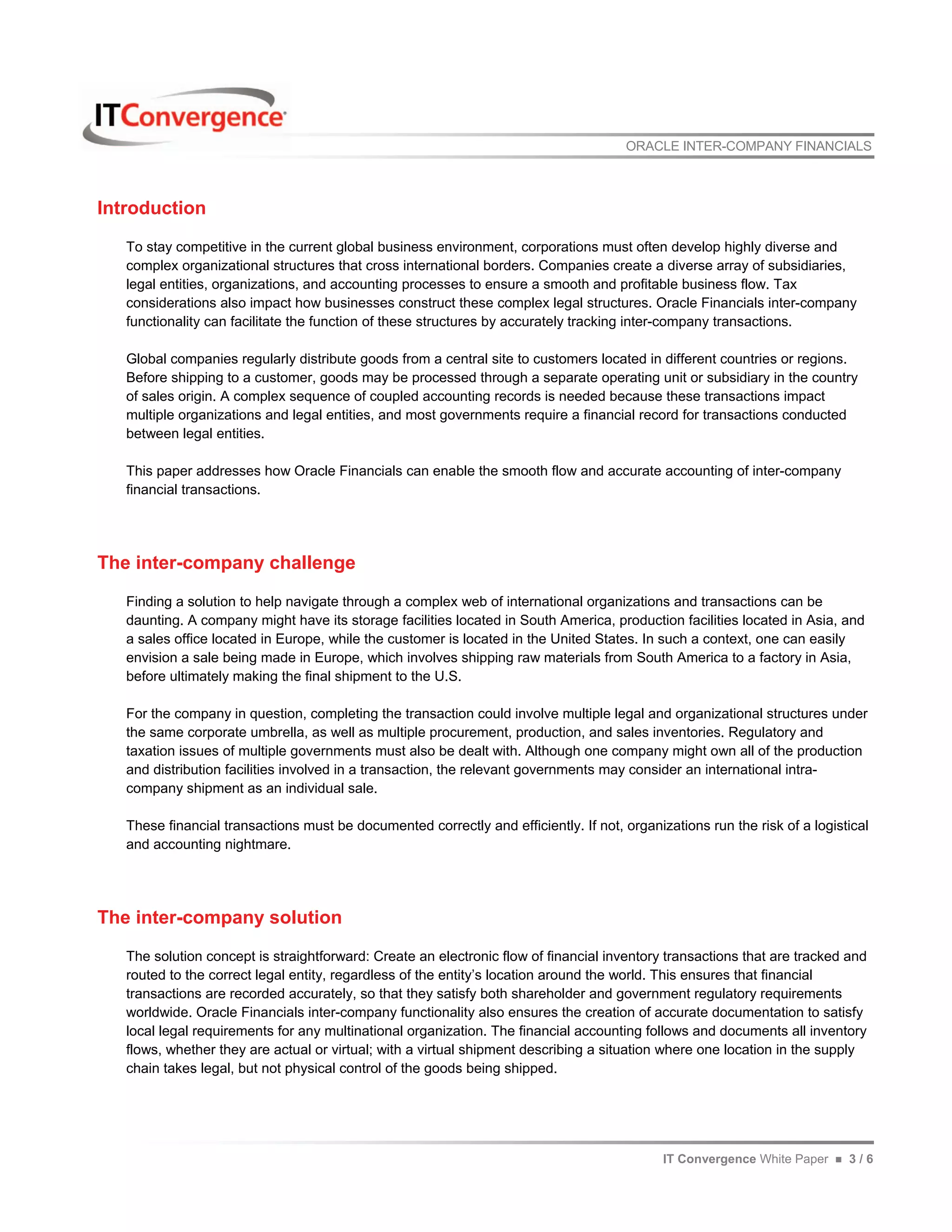 Oracle intercompany financials | PDF