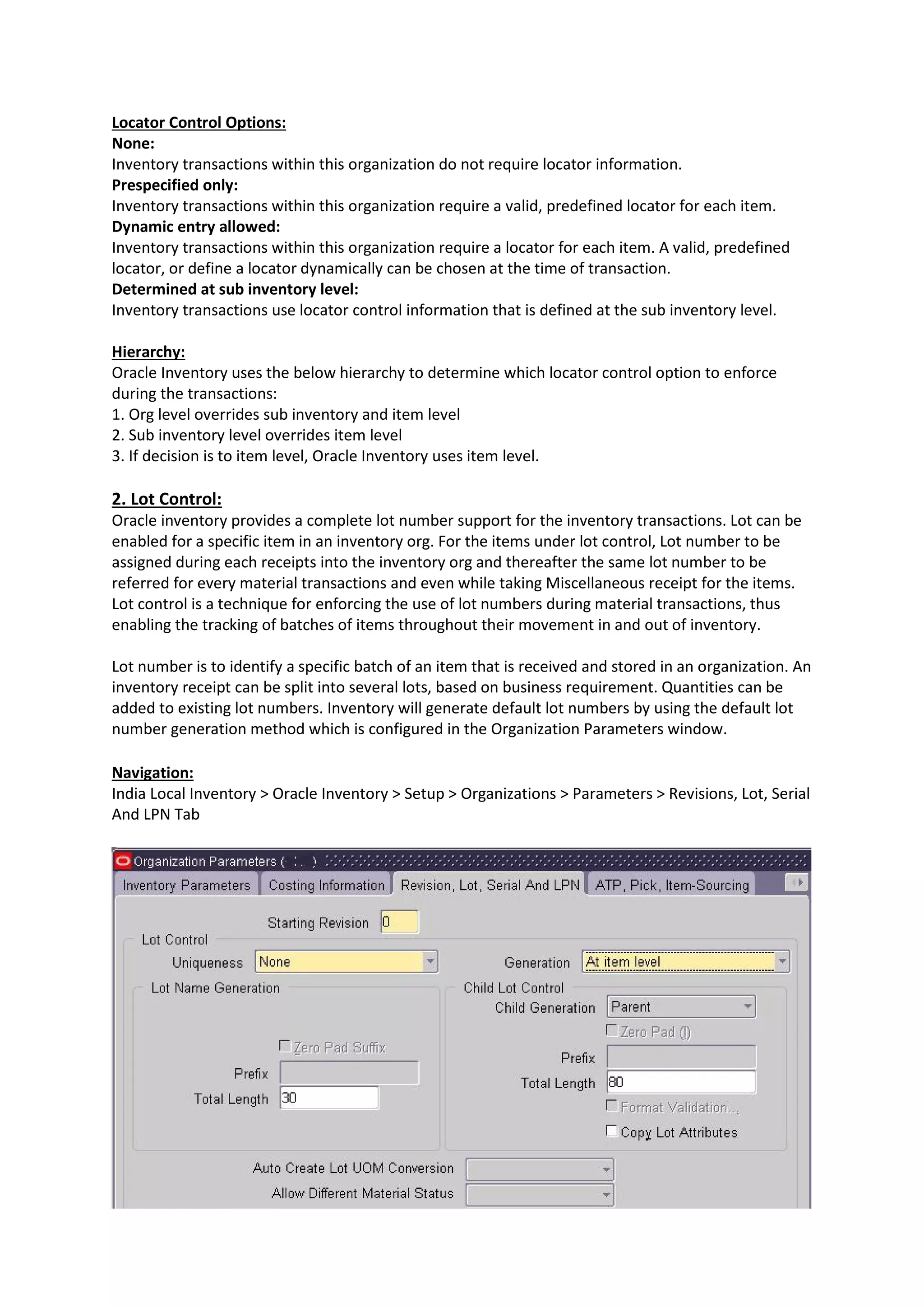 Oracle Inventory – Inventory Controls | PDF