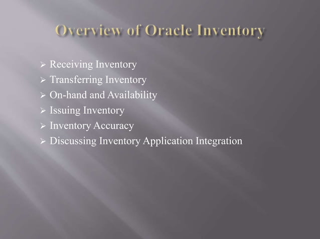 Oracle Inventory Management Online Training Pptx