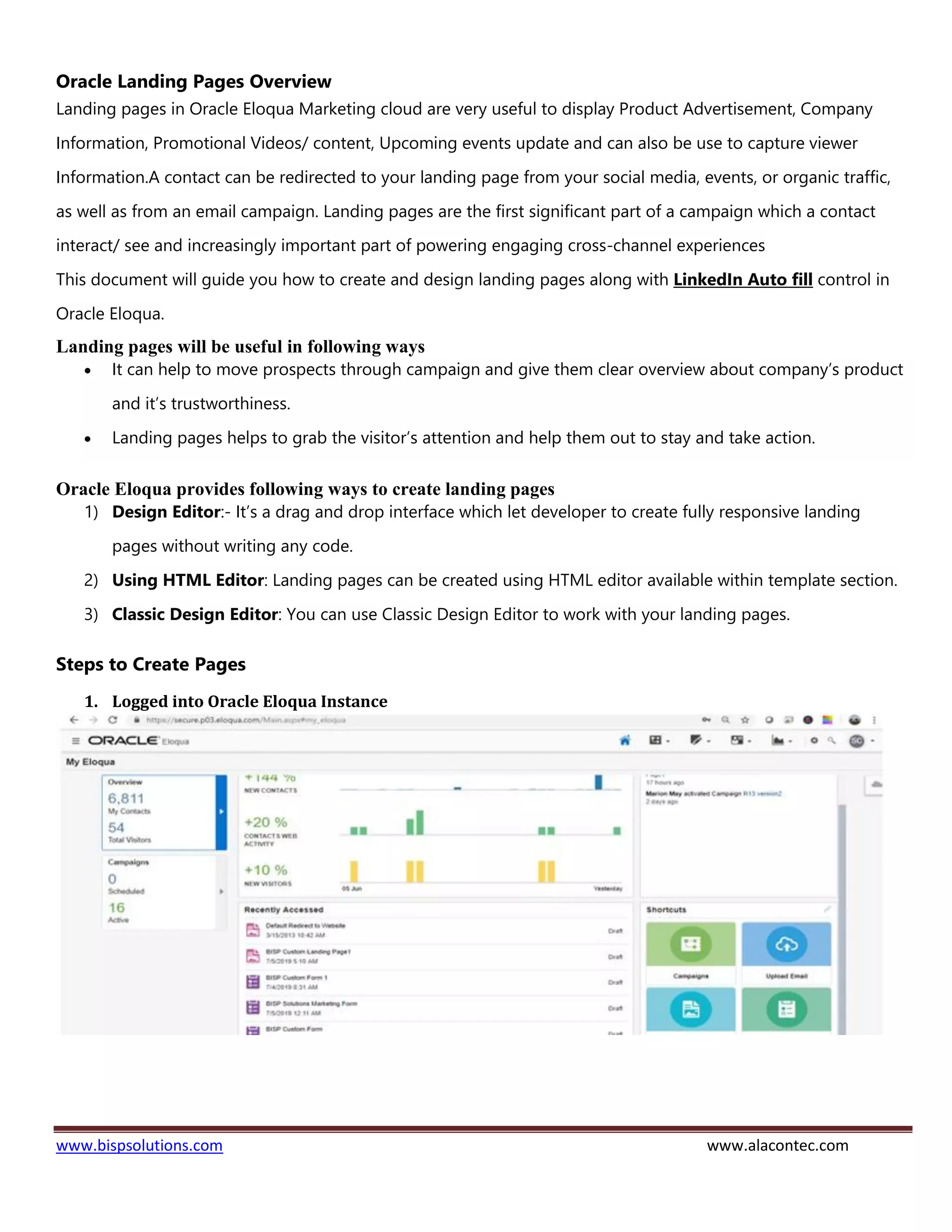 Oracle marketing cloud Designing landing pages in eloqua-converted | PDF