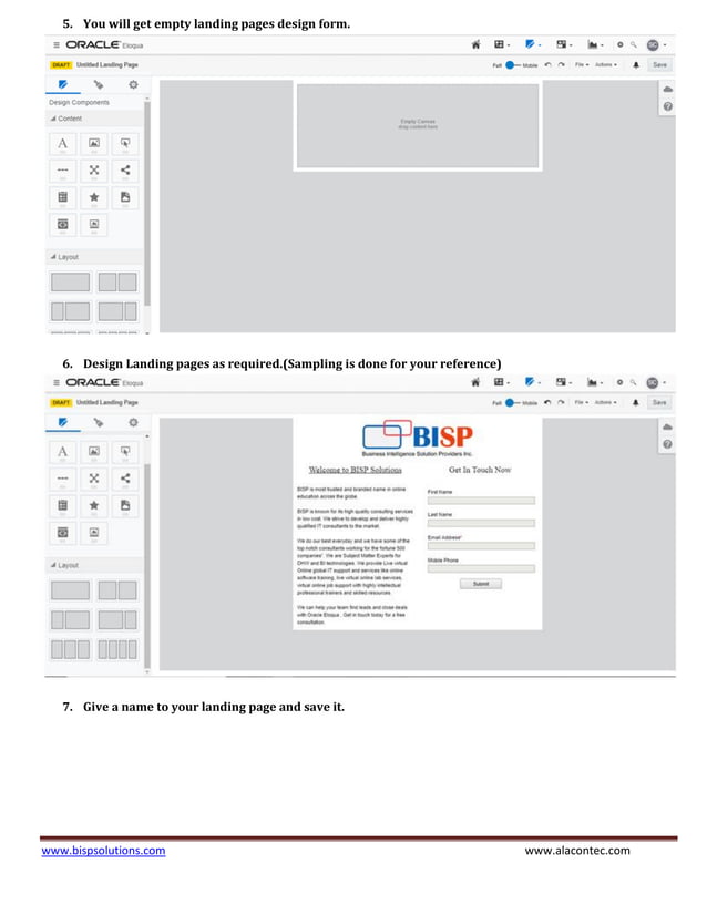 Oracle marketing cloud Designing landing pages in eloqua-converted | PDF