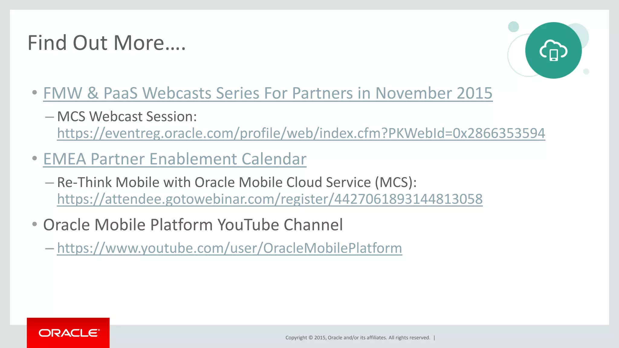 Oracle Mobile Cloud Service Ppt Free Download