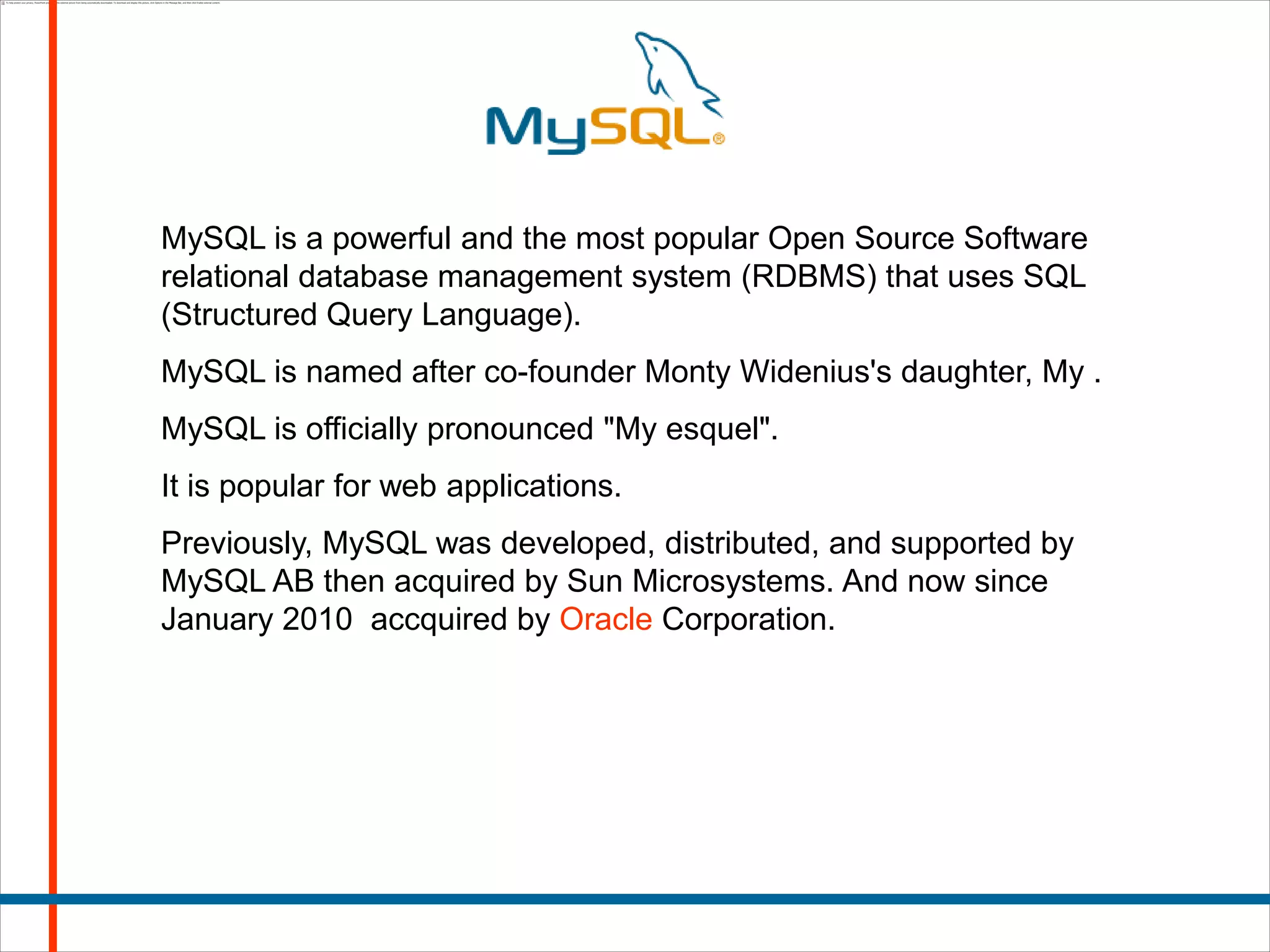 Oracle mysql comparison | PPTX