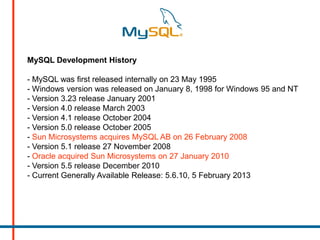 Oracle mysql comparison | PPTX | Databases | Computer Software and Applications
