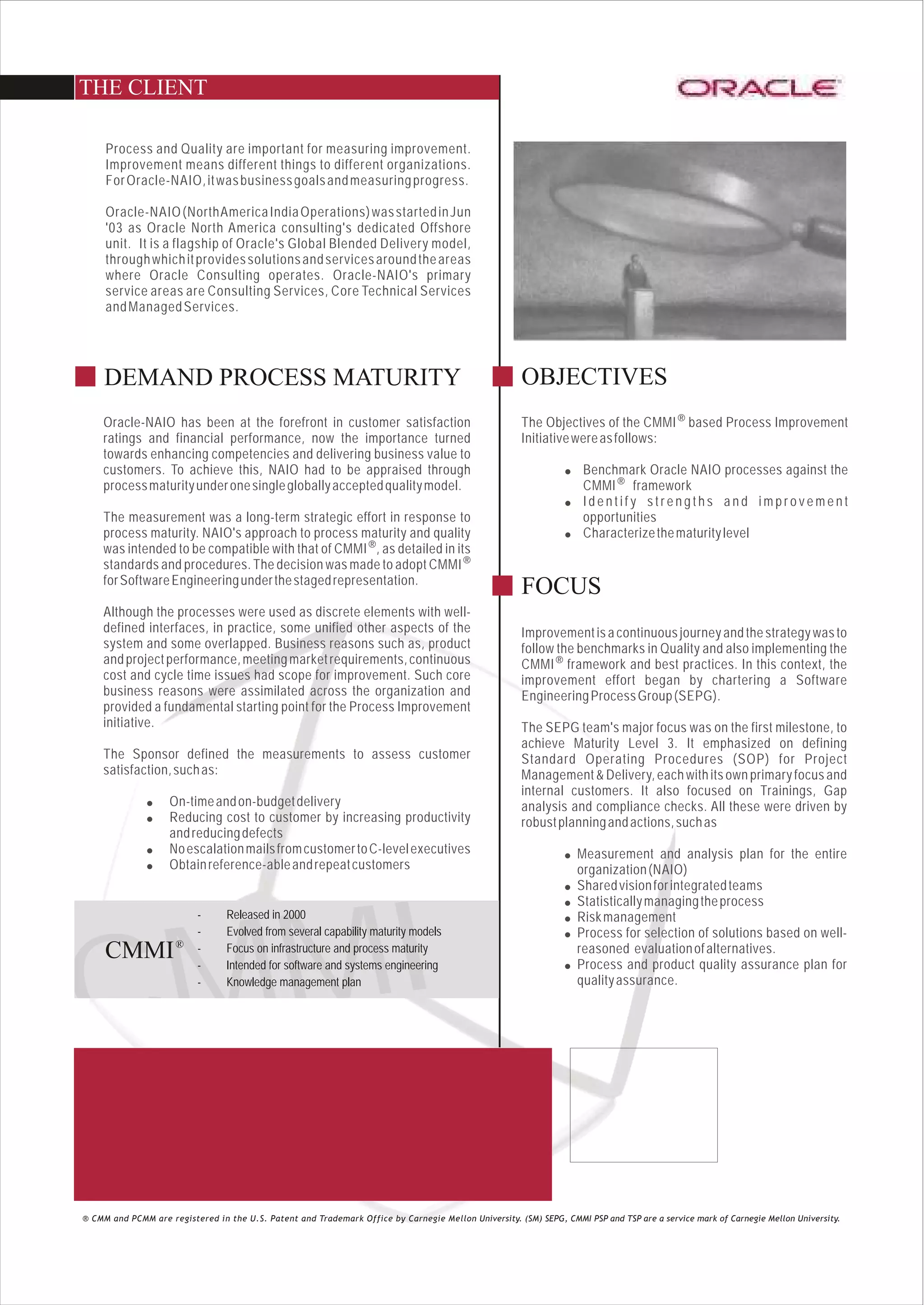 Oracle-NAIO: A CMMI based Process Improvement | PDF