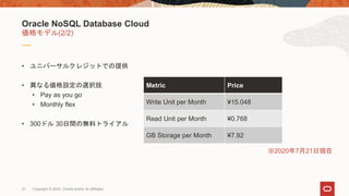 Oracle no sql database cloud service overview202007 | PPT