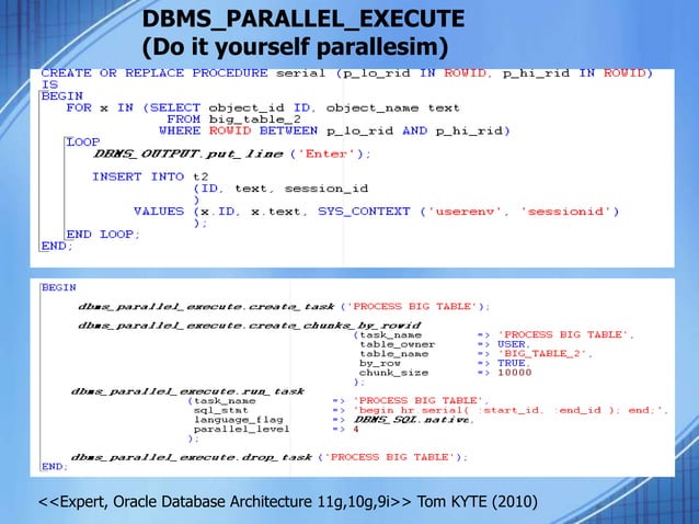 Oracleın Parallel Execution Yetenekleri Ve Performans Ppt