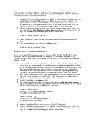 Oracle ocp backup exam | DOC | Databases | Computer Software and Applications