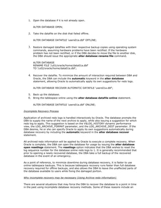 Oracle ocp backup exam | DOC | Databases | Computer Software and Applications