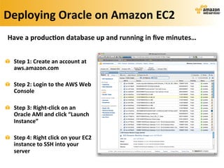 Oracle on aws overview sep 2011 | PPT
