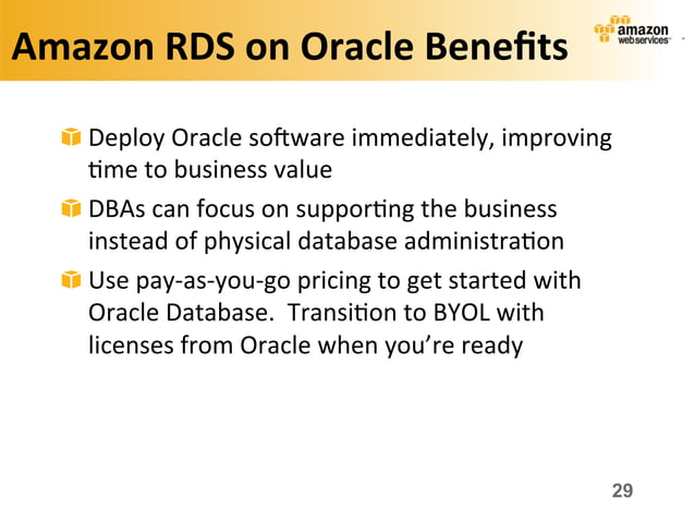 Oracle on aws overview sep 2011 | PPT