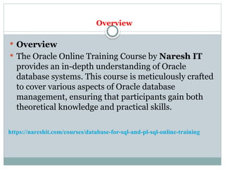 Best Oracle Online Training in Hyderabad 2024. | PPT