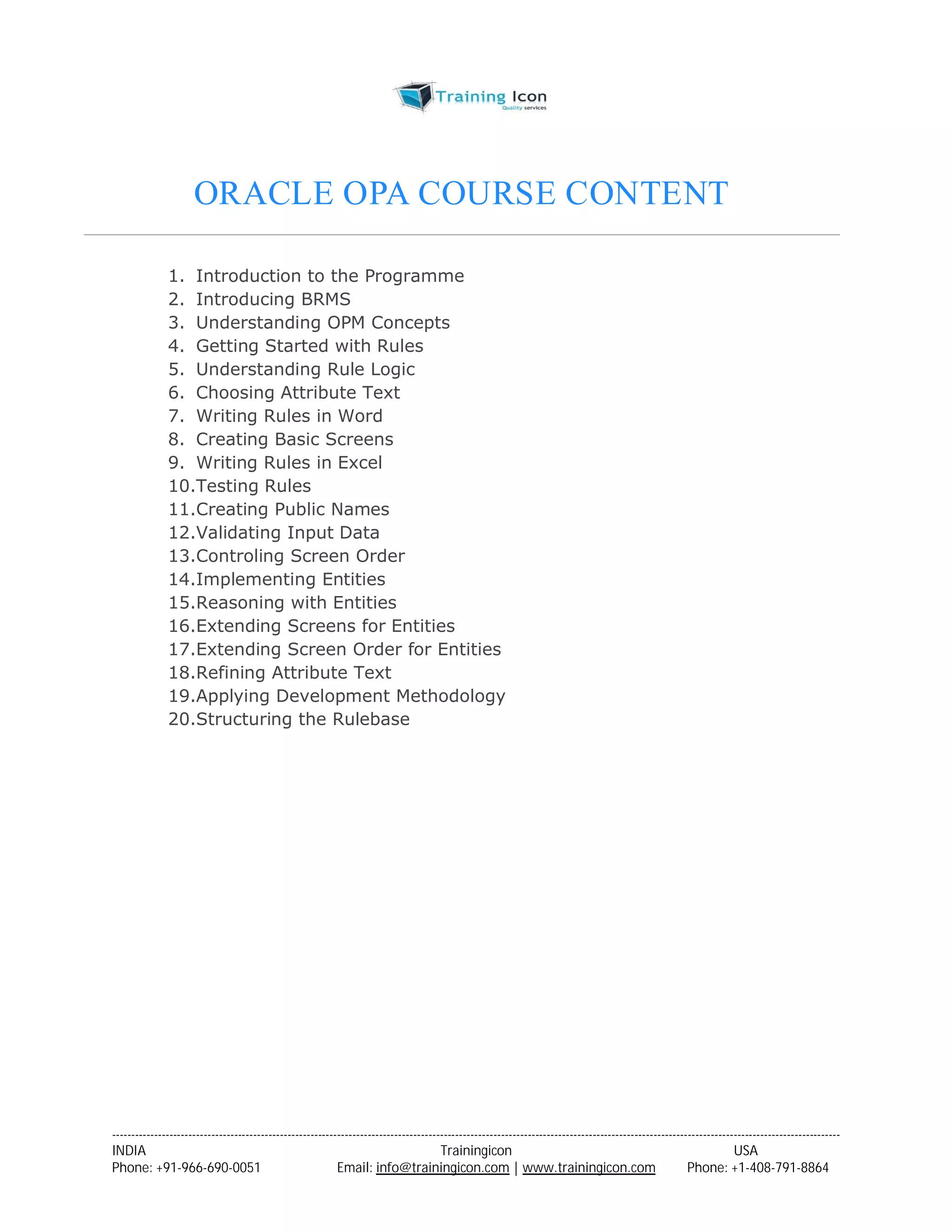 ORACLE OPA ONLINE TRAINING | PDF