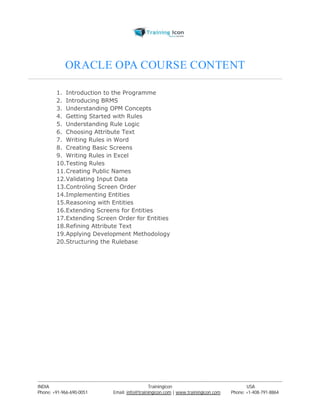 ORACLE OPA ONLINE TRAINING | PDF