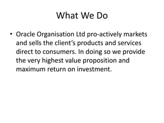 Oracle organisation - Marketing | PPTX