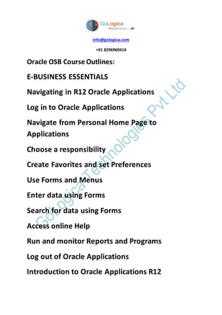 Oracle osb course content | DOCX