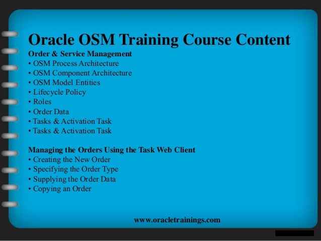 Oracle OSM training | order and service management training