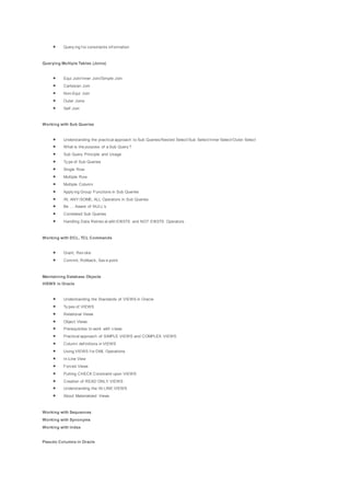 Oracle Course content | DOCX
