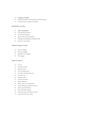 Oracle Course content | DOCX