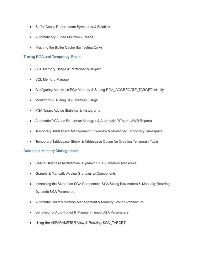 Oracle Performance Tuning Training Pdf