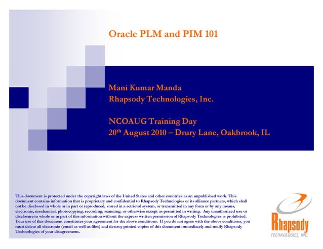 [NCOAUG] Oracle PLM and PIM 101 | PPT