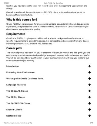 Oracle pl sql 11g - course gate | PDF