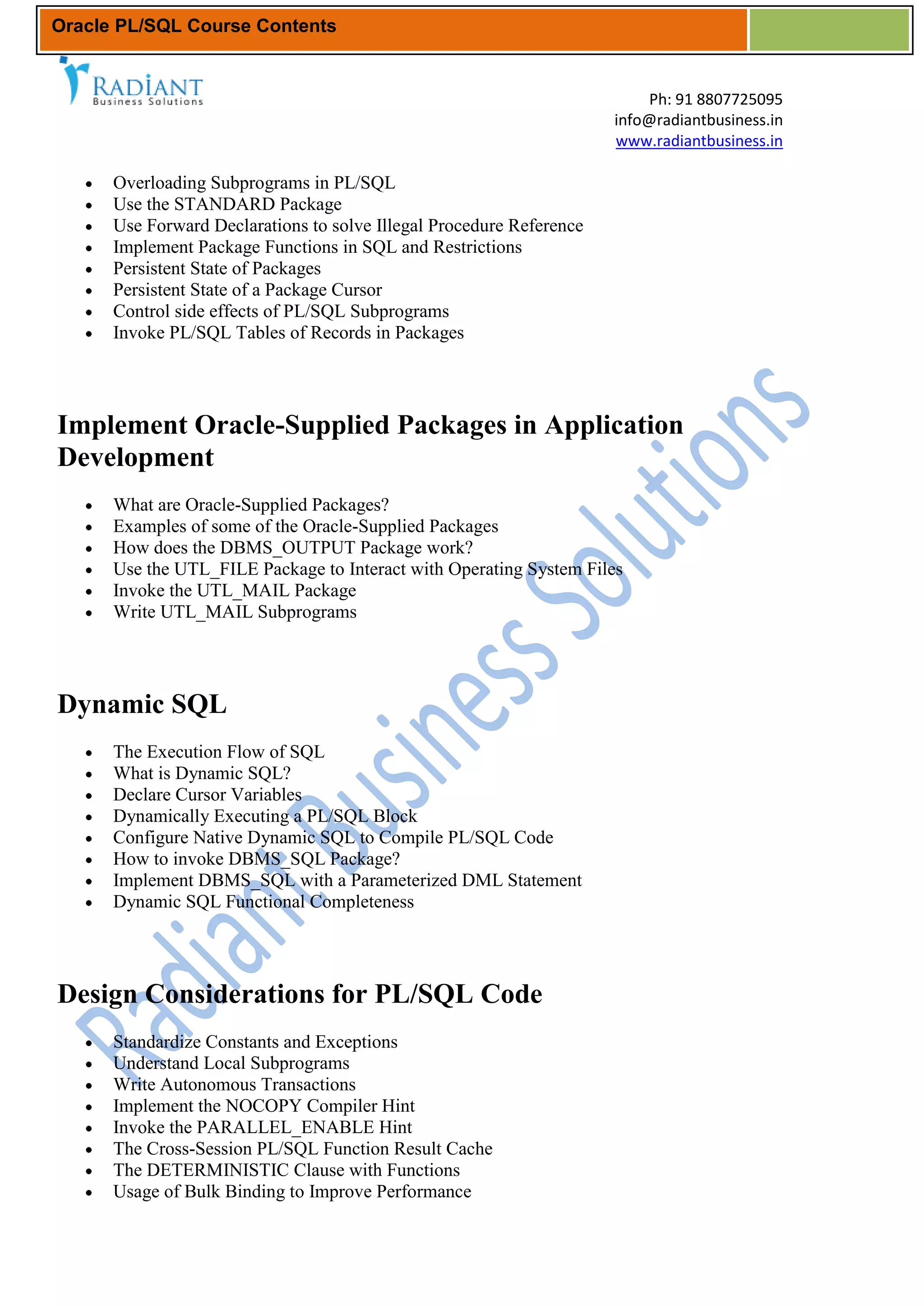 Oracle PLSQL Training in Chennai, Tambaram | PDF