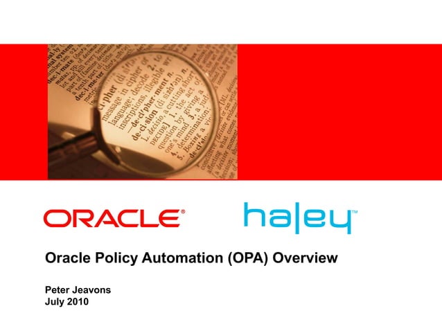Oracle policy automation overview v4 july 2010 | PPT