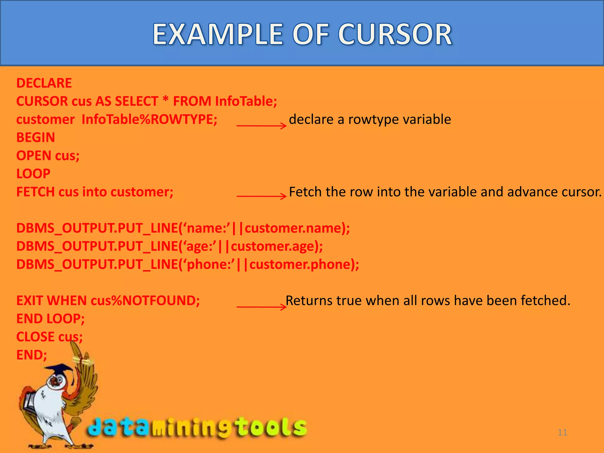 Oracle: Cursors | PPTX