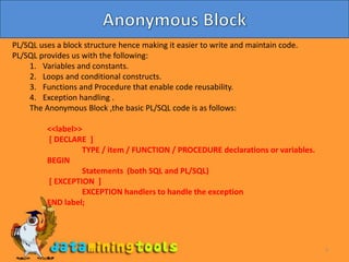 Oracle: PLSQL Introduction | PPT