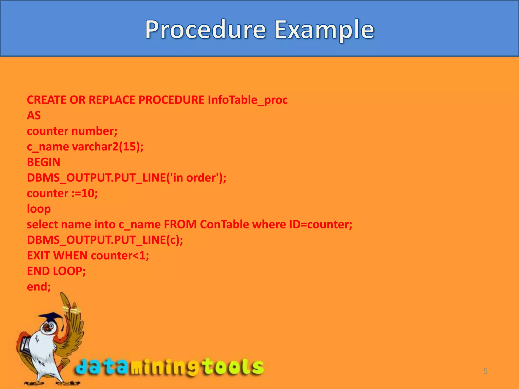 Oracle Procedures Ppt