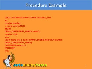 Oracle: Procedures | PPTX