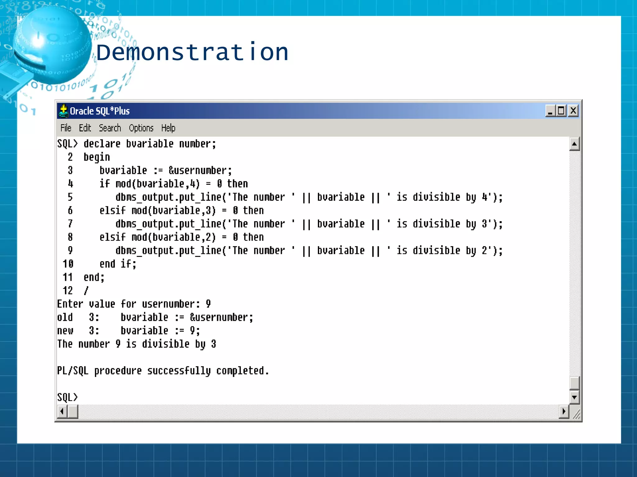 Oracle pl/sql control statments | PPT