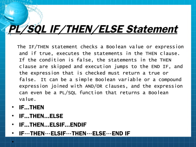 Oracle pl/sql control statments | PPT | Programming Languages | Computing