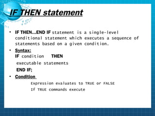 Oracle pl/sql control statments | PPT | Programming Languages | Computing