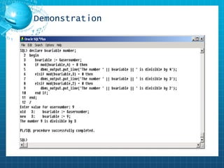 Oracle pl/sql control statments | PPT | Programming Languages | Computing
