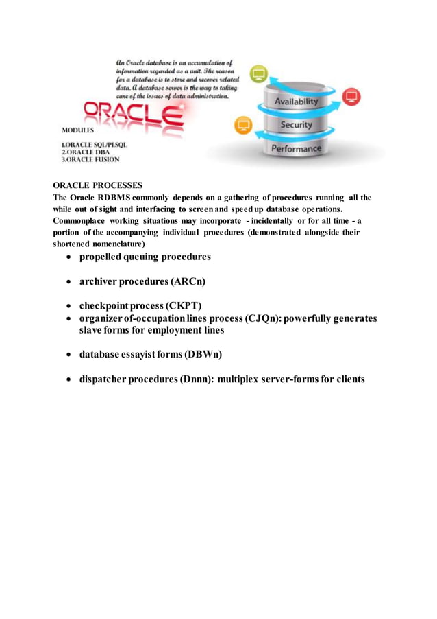 Oracle processes | DOCX | Databases | Computer Software and Applications
