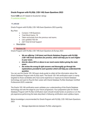 Oracle Program with PLSQL (1Z0-149) Exam Questions 2023.docx