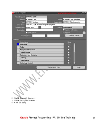 Oracle Project Accounting (PA) Online Training | DOCX