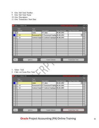 Oracle Project Accounting (PA) Online Training | DOCX