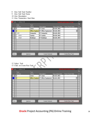 Oracle Project Accounting (PA) Online Training | DOCX