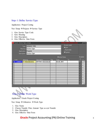 Oracle Project Accounting (PA) Online Training | DOCX